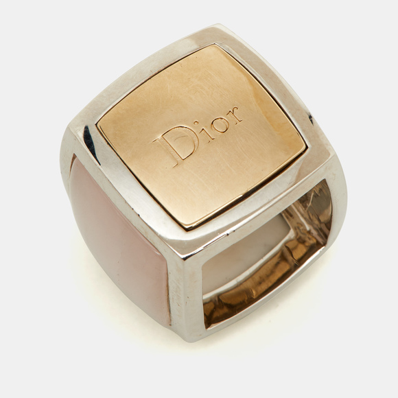 Dior | Jewelry | Dior Vintage Silver Tone Quatz Enamel Square Ring Size ...